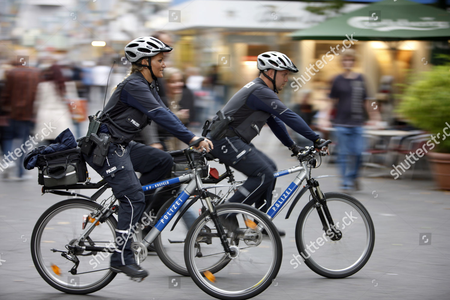 Bike Police Patrolling Pedestrian Zone Germany Editorial Stock Photo ...