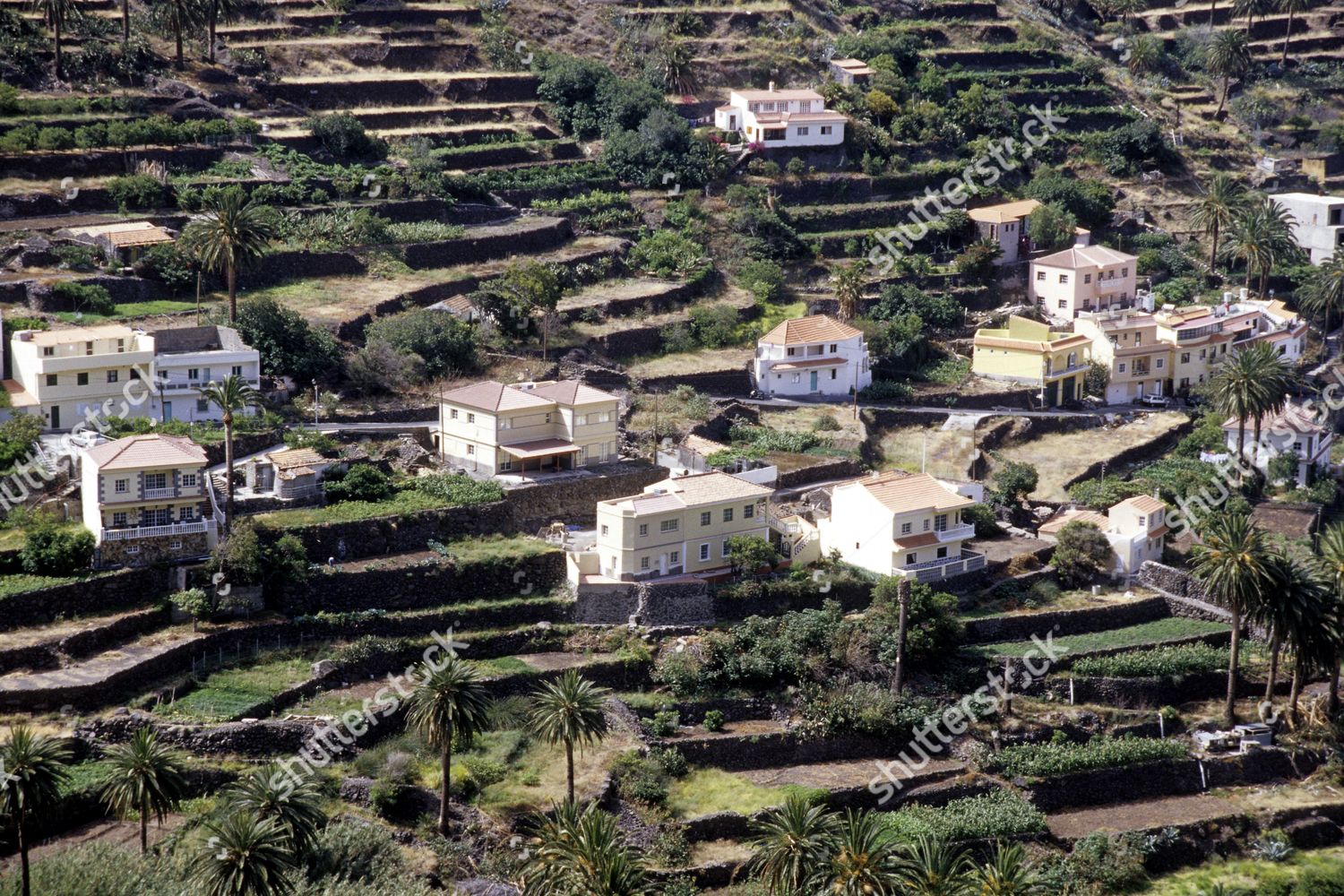 Houses Green Terraces On Mountainside Landscape Editorial Stock Photo ...