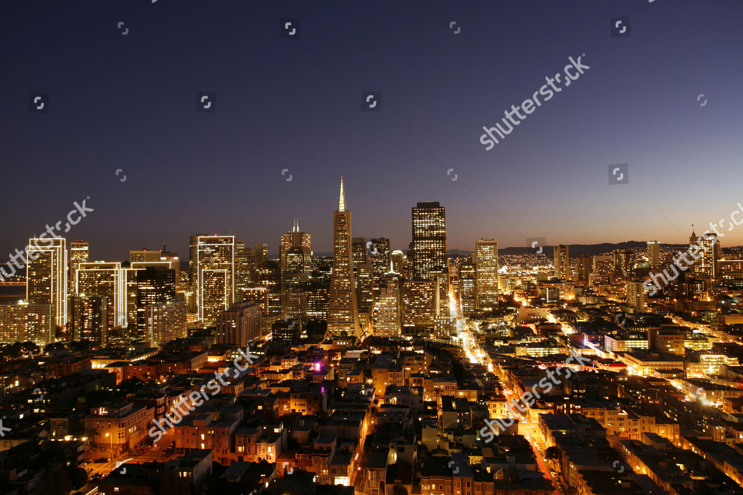 Elevated View Coit Tower Night San Editorial Stock Photo - Stock Image ...