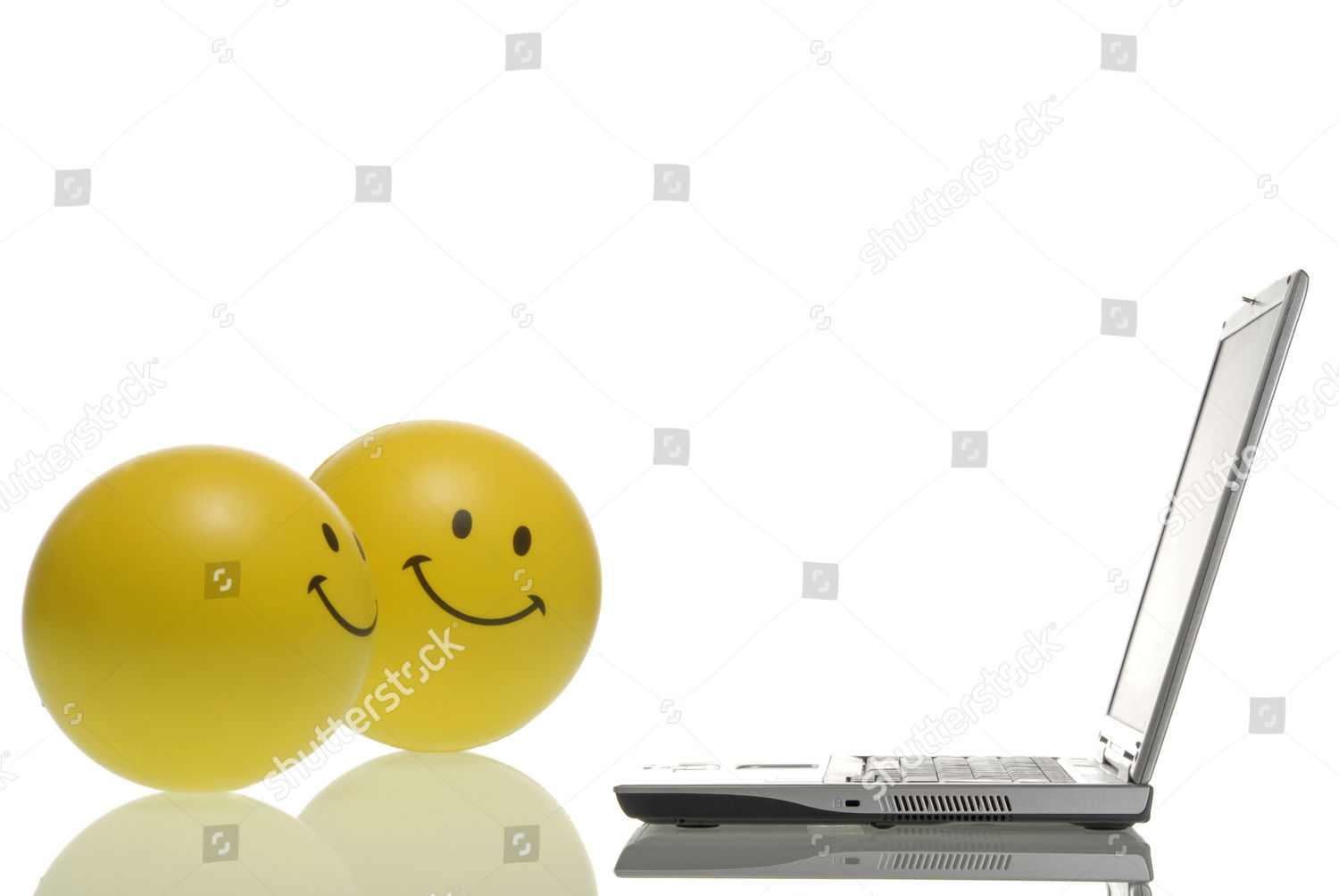 Smiley Coaching Another Laptop Symbolic Image Editorial Stock Photo ...