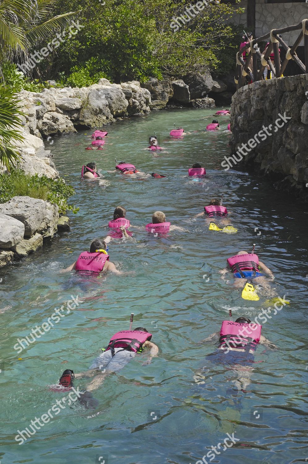 People Swimming Underground River Xcaret Ecoarcheological Editorial ...