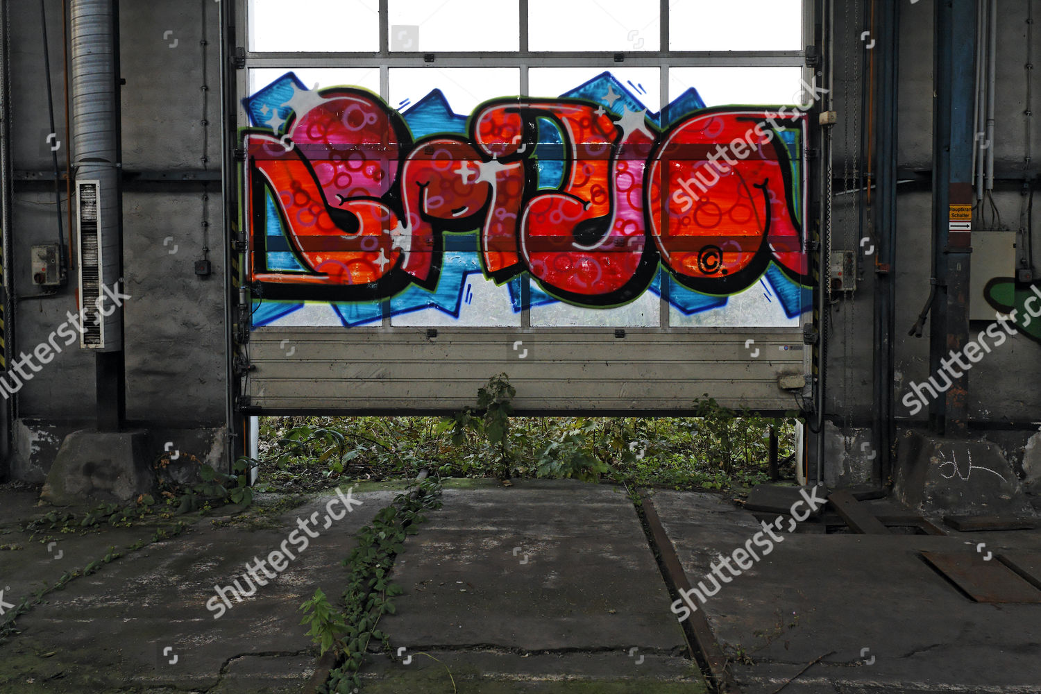 Abandoned Industrial Hall Sliding Gate Graffiti Editorial Stock Photo ...