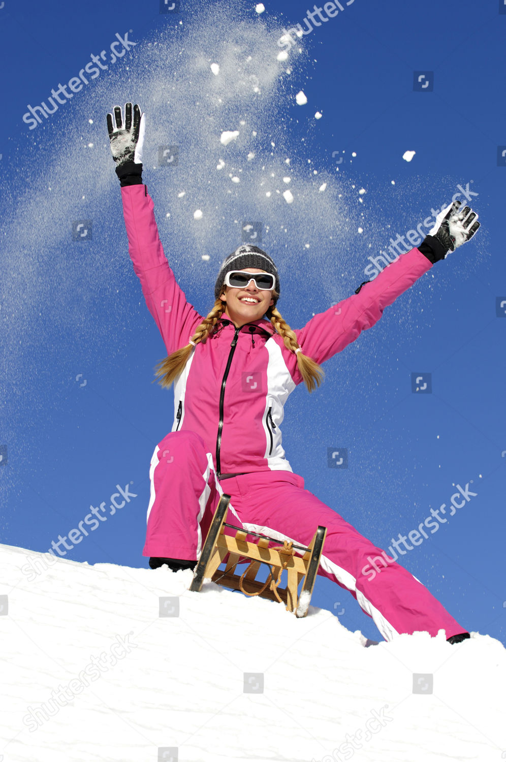 Model Released Woman On Sled Editorial Stock Photo - Stock Image ...