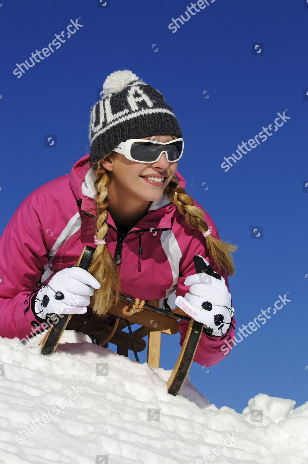 Model Released Woman On Sledge Editorial Stock Photo - Stock Image ...