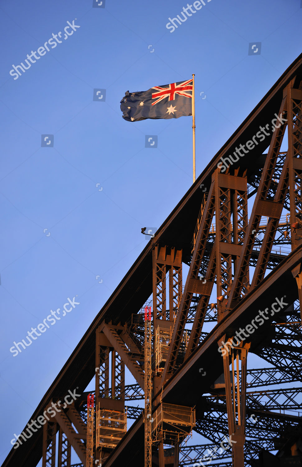 Australian Flag Sydney Harbor Bridge Sydney Editorial Stock Photo ...