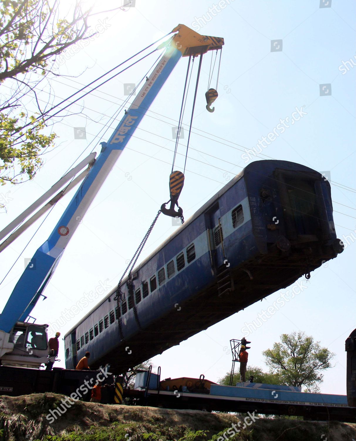Train Compartment Lifted By Crane Mangled Editorial Stock Photo - Stock ...