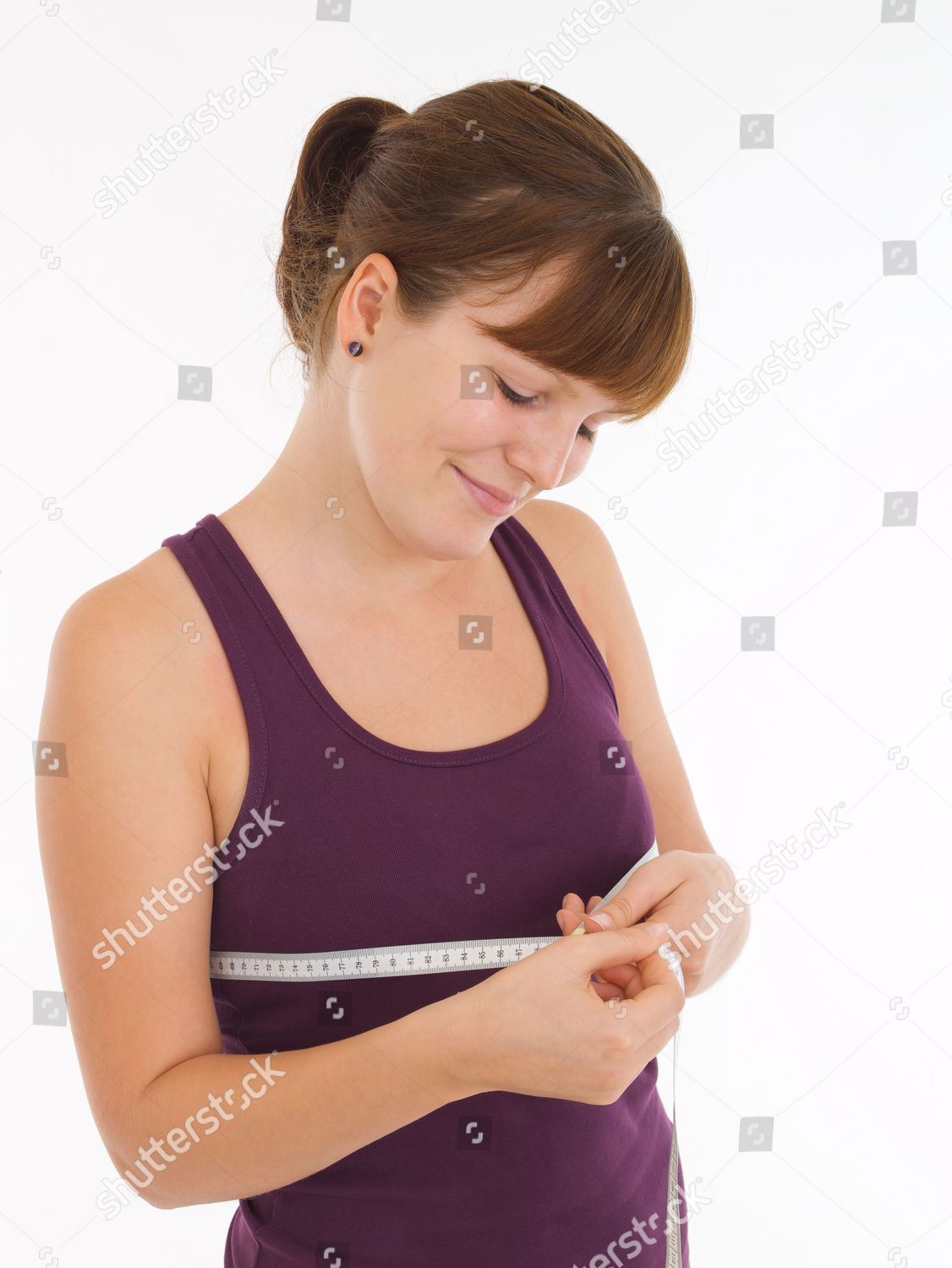 Model Released Woman Measuring Her Chest Editorial Stock Photo - Stock ...