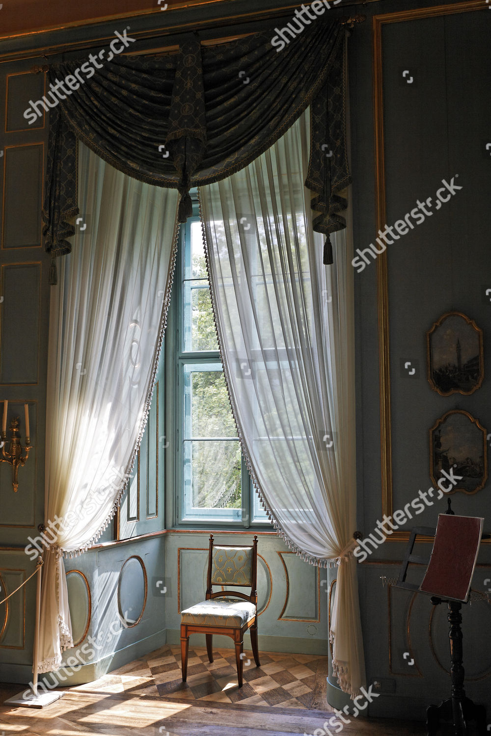 Interior Design Neoclassical Style Windows Curtains Editorial Stock ...