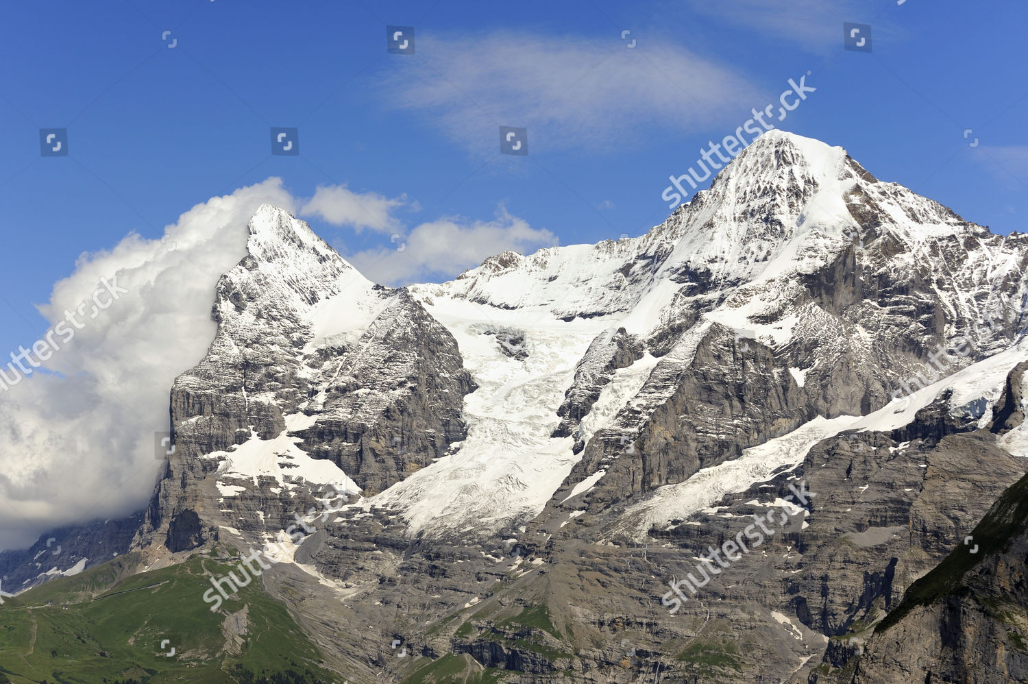 Mt Moench Mt Eiger Bernese Alps Editorial Stock Photo - Stock Image ...