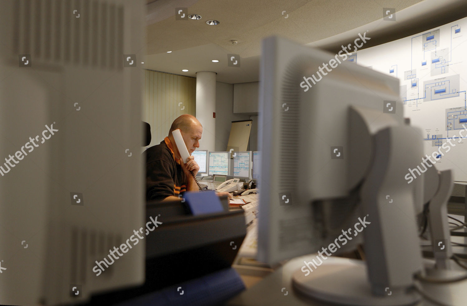 Control Center Operator Monitors Entire Water Editorial Stock Photo ...