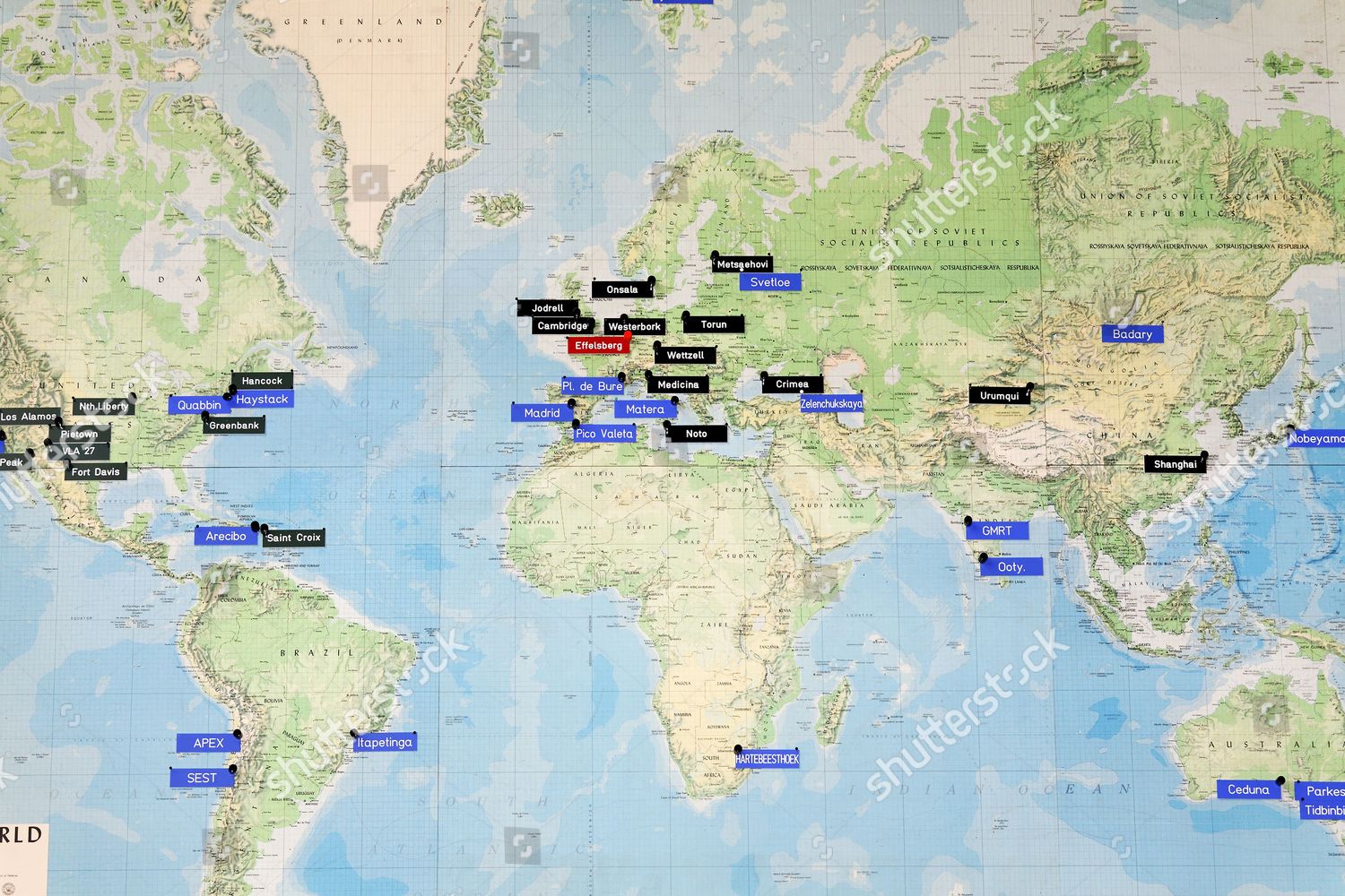 Map World Position Radio Observatories Control Editorial Stock Photo ...