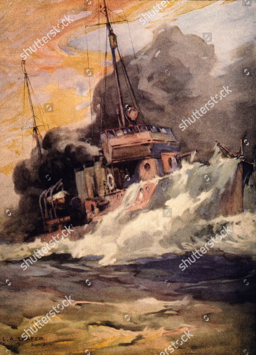 World War American Destroyer Laying Smoke Editorial Stock Photo - Stock ...