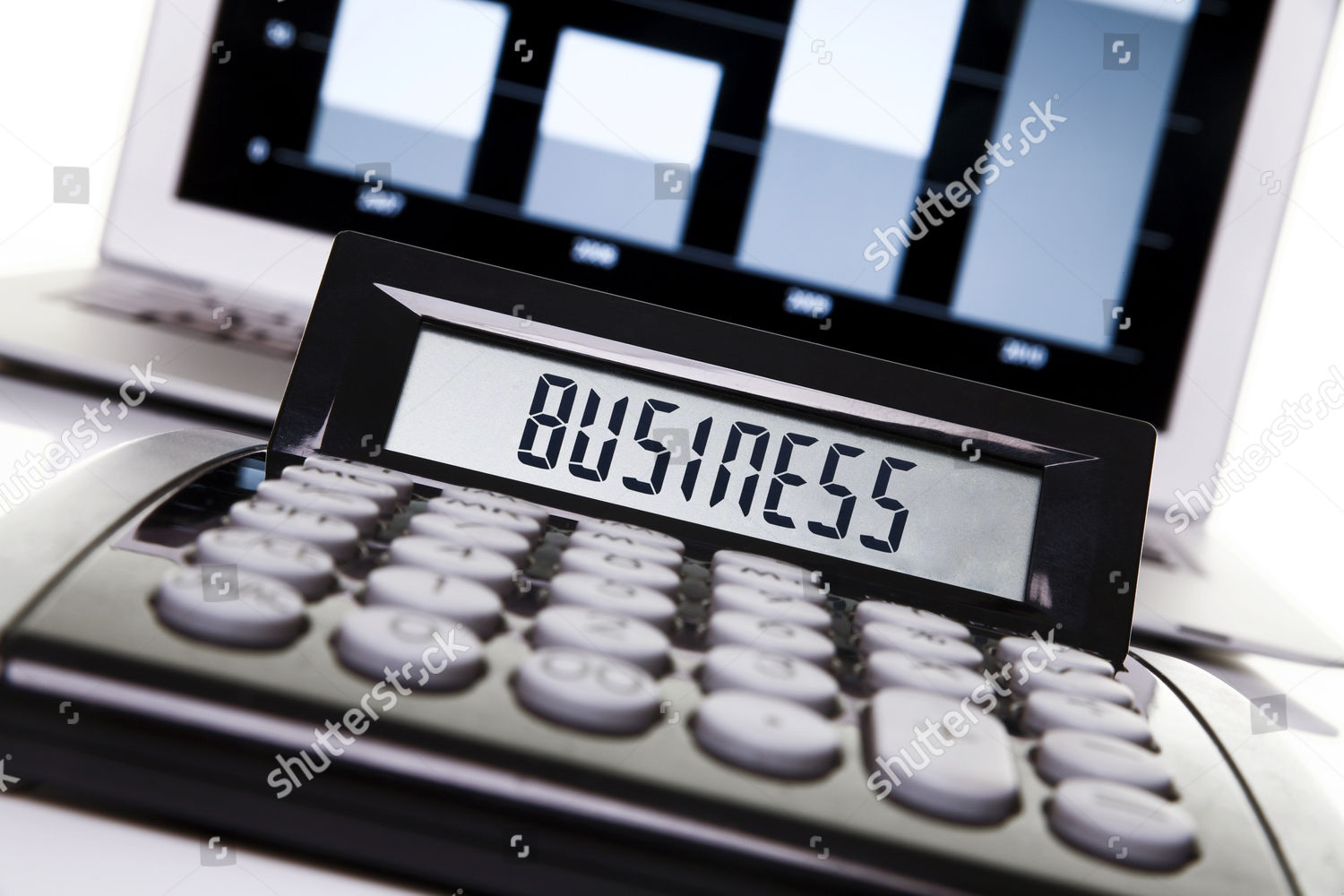 Calculator Labeled Business Front Laptop Statistics Editorial Stock ...