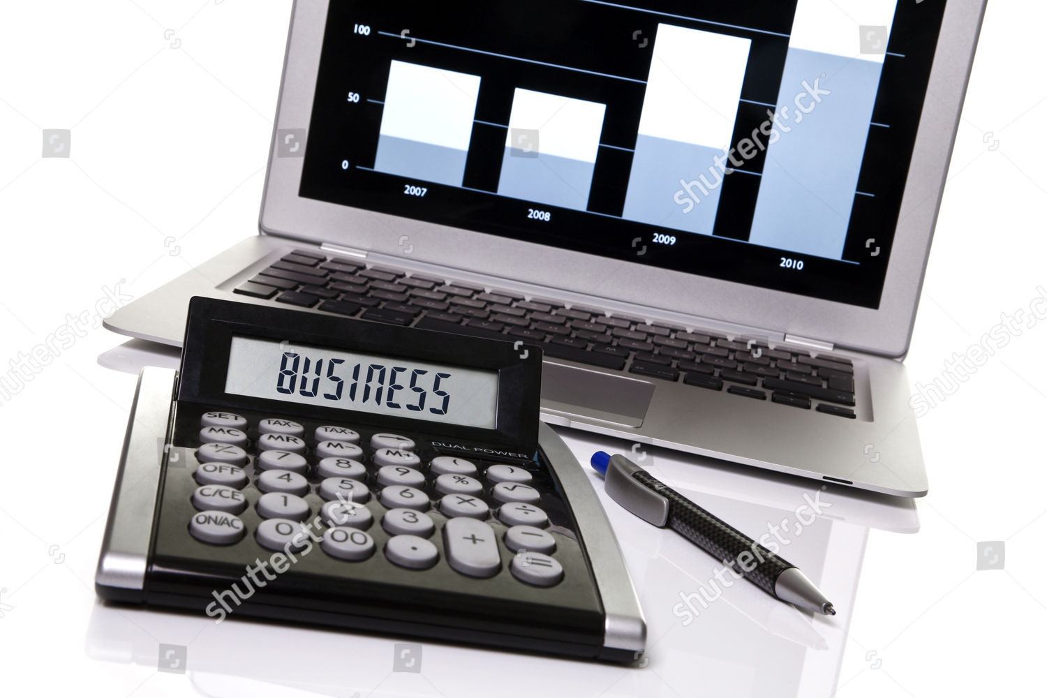 Calculator Labeled Business Front Laptop Statistics Editorial Stock ...