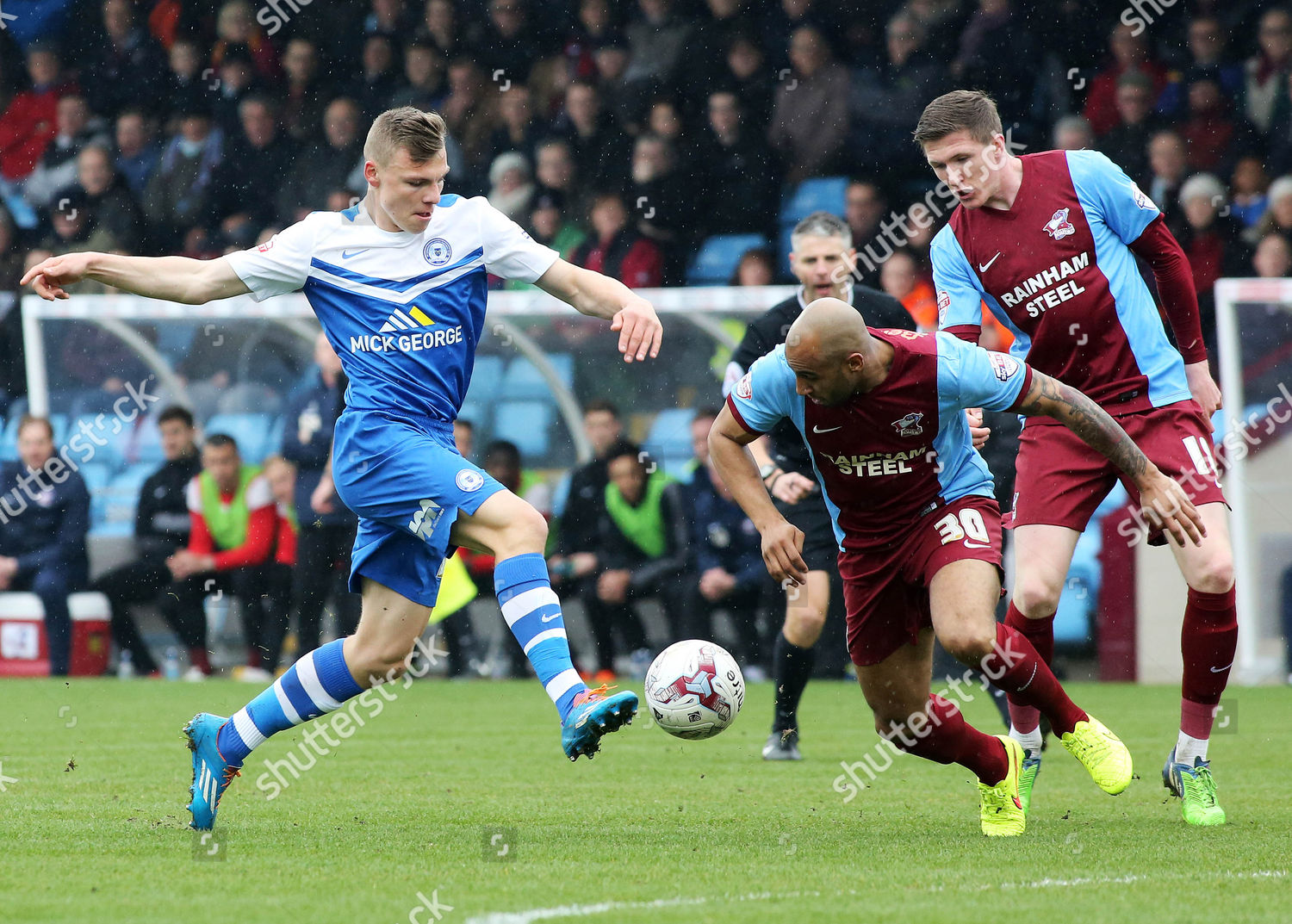 Peterborough Uniteds Harry Anderson Takes On Editorial Stock Photo ...