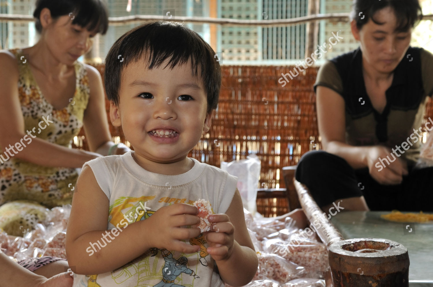 Small Child Smiling Eating Puffed Rice Editorial Stock Photo - Stock ...