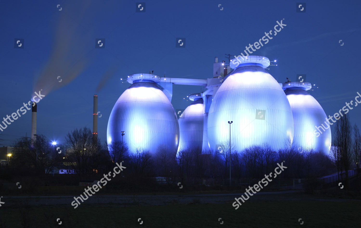 Four Digestions Tanks Bottrop Clarification Plant Editorial Stock Photo ...