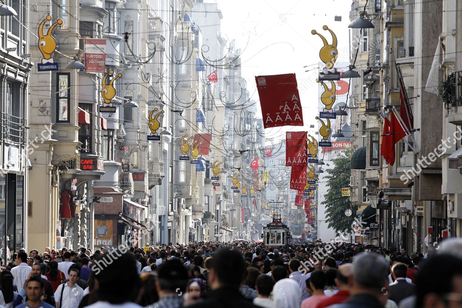 Historic Tram Driving Through Crowd Shopping Editorial Stock Photo ...