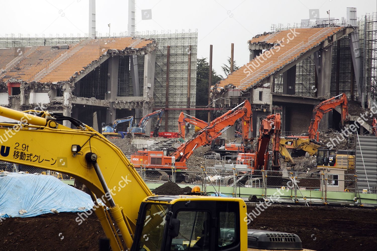 Mechanical Diggers Collect Rubble Tokyos National Editorial Stock Photo ...