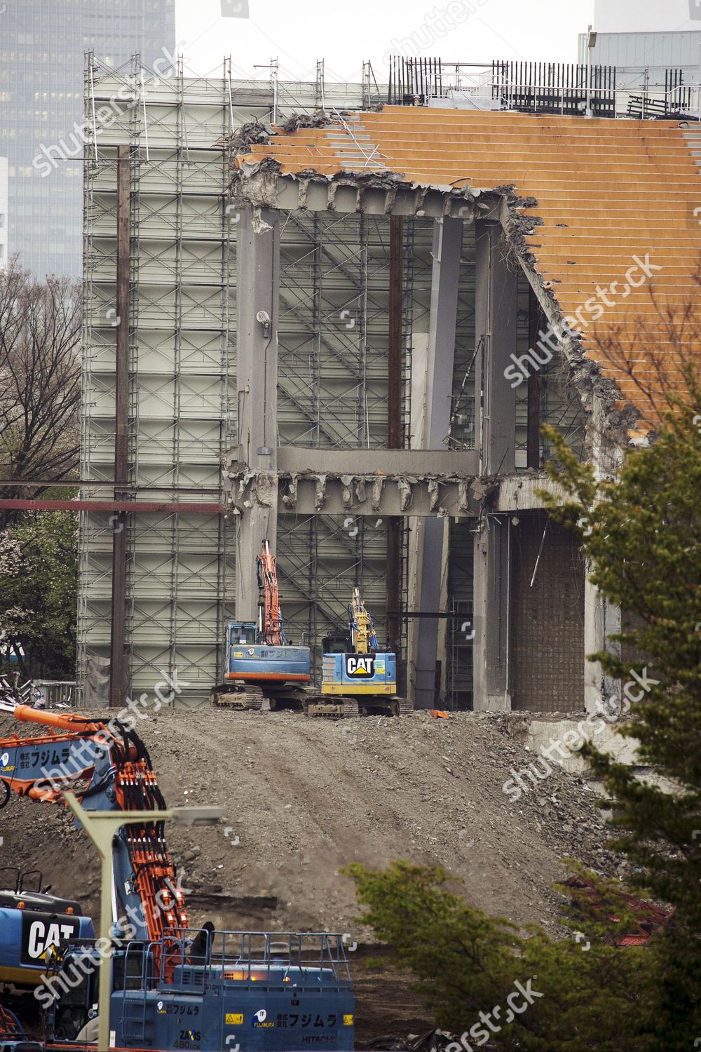Mechanical Diggers Collect Rubble Tokyos National Editorial Stock Photo ...
