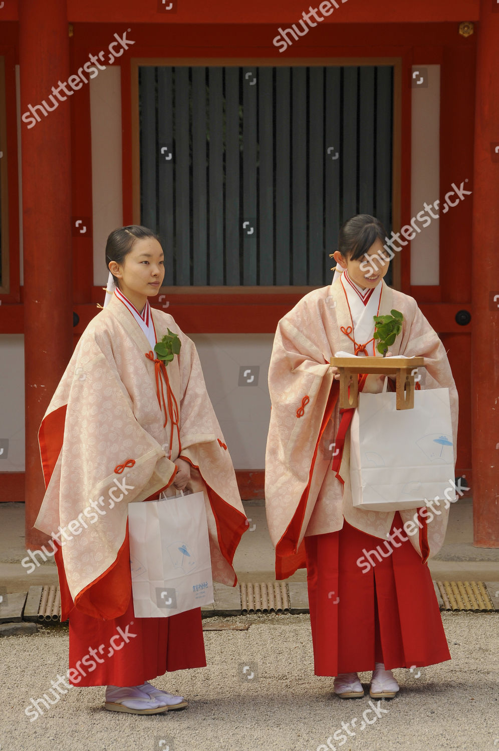 Miko Temple Servants Procession Shimogamo Shrine Editorial Stock Photo ...