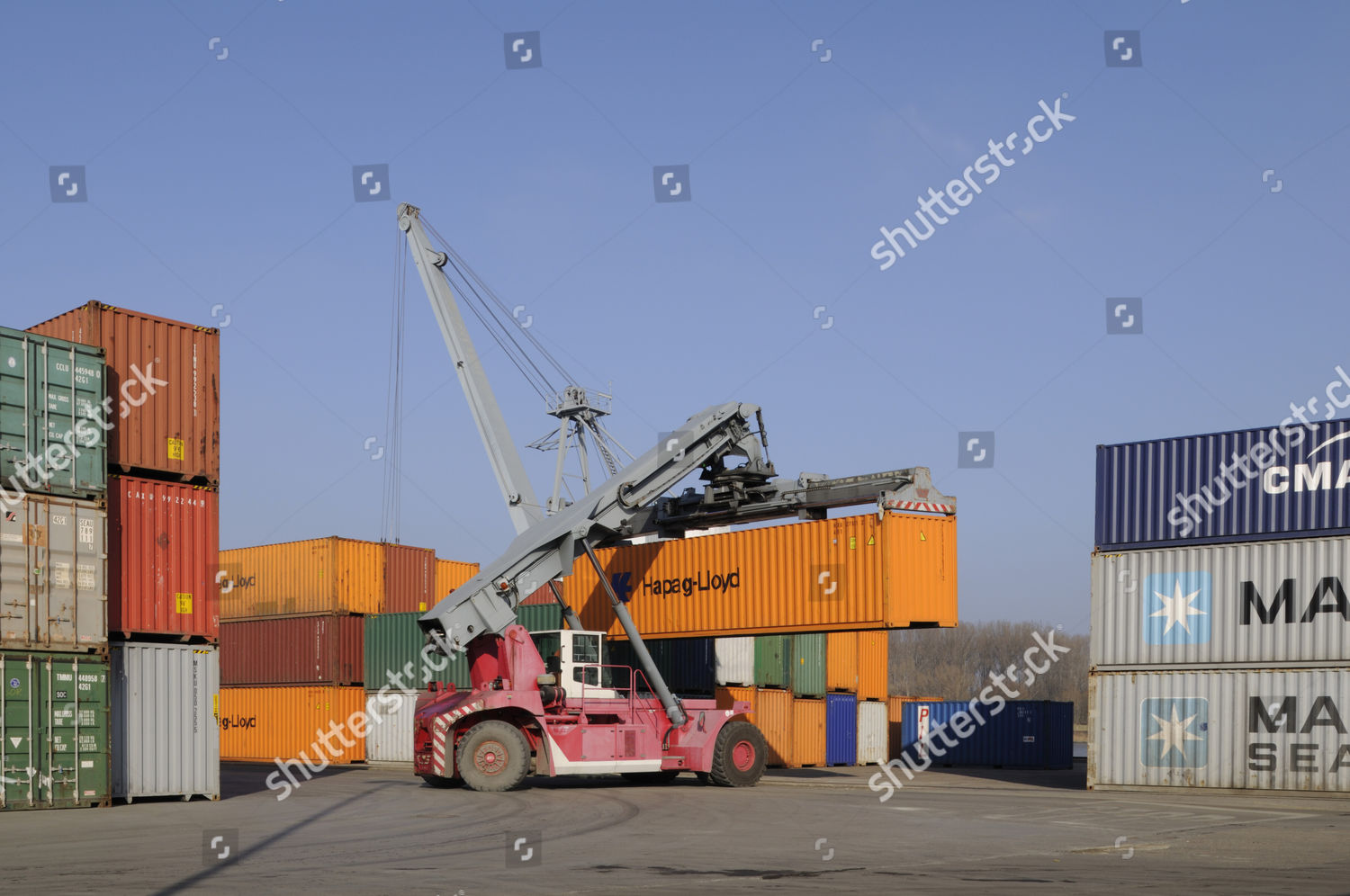 Reach Stacker Transporting 40 Foot Container Editorial Stock Photo ...