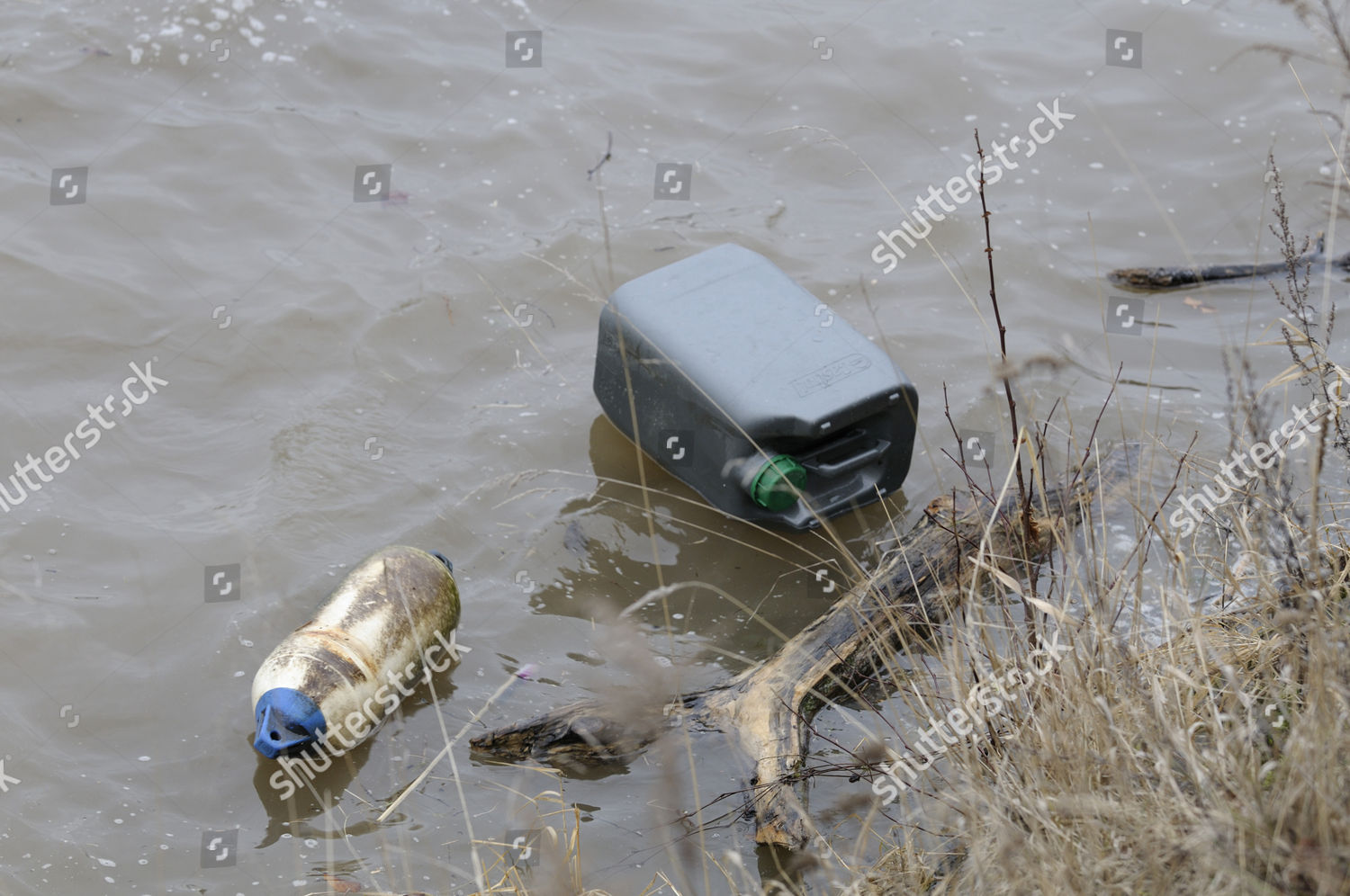 Flooded River Flotsam Along Bank Environmental Editorial Stock Photo ...