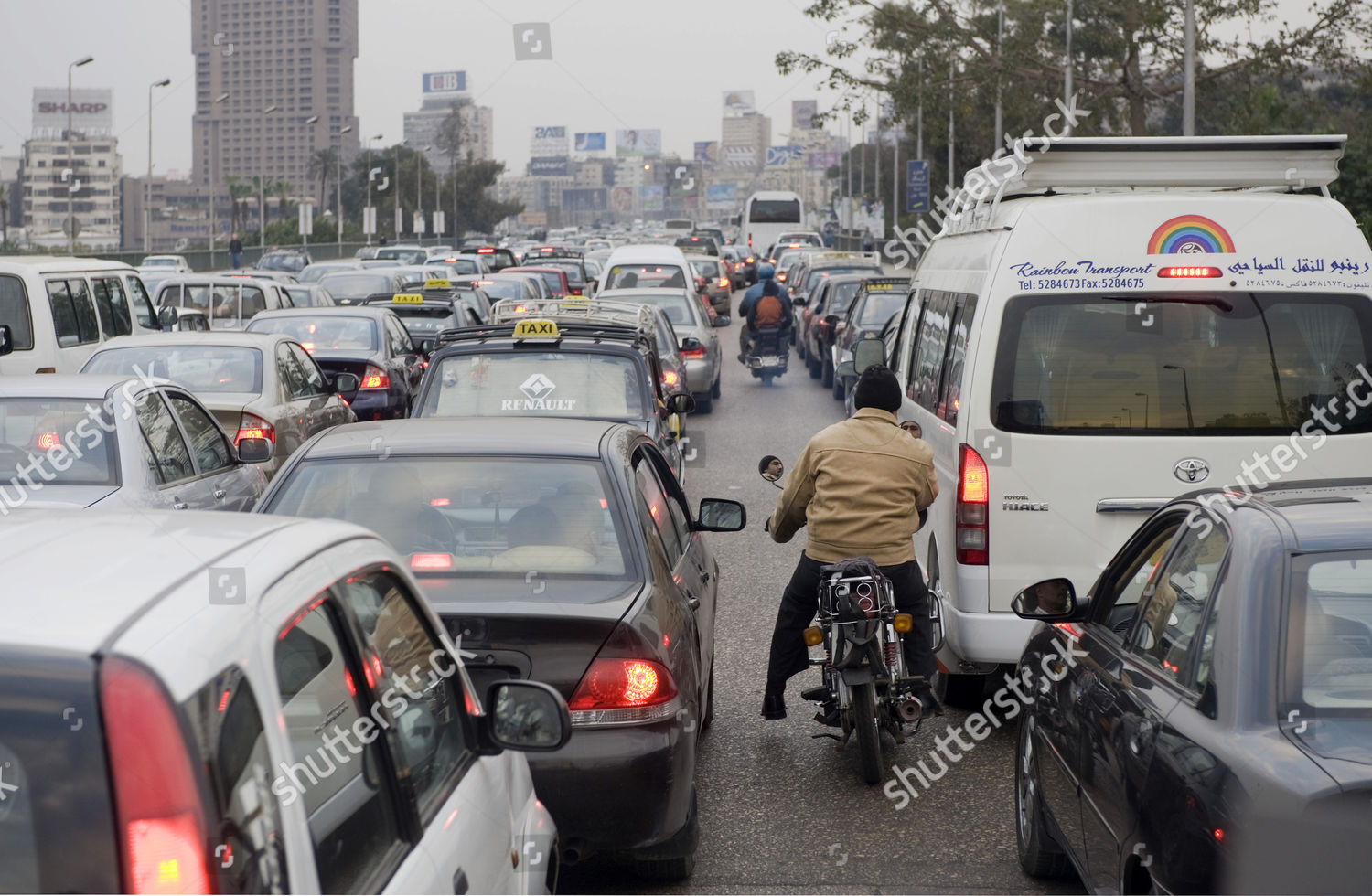 Traffic Jam On Multilaned Road Cairo Editorial Stock Photo - Stock ...