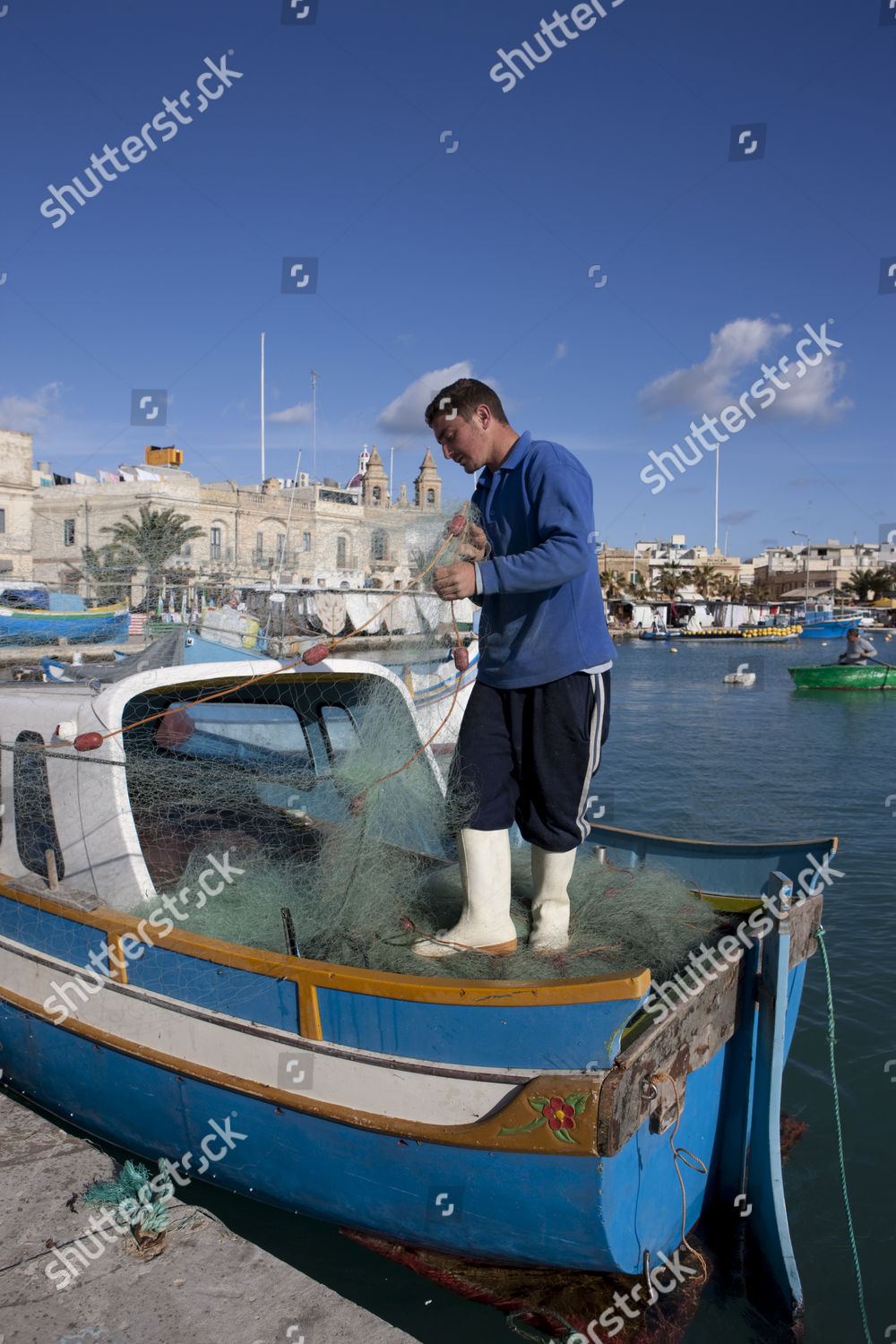 Fisherman Repairing His Net On Fishing Editorial Stock Photo - Stock ...