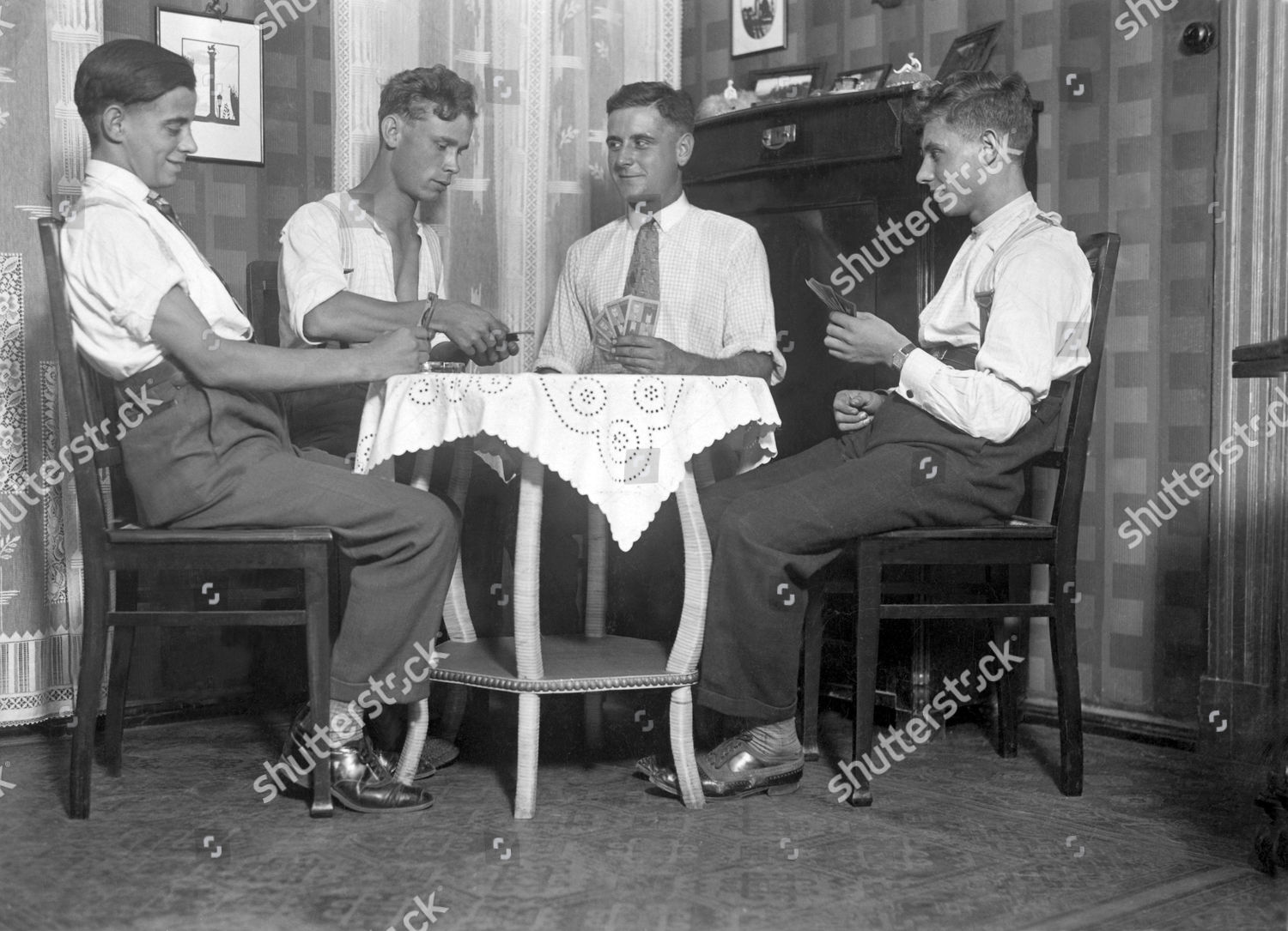 Four Men Playing Cards Historic Photgraph Editorial Stock Photo - Stock ...
