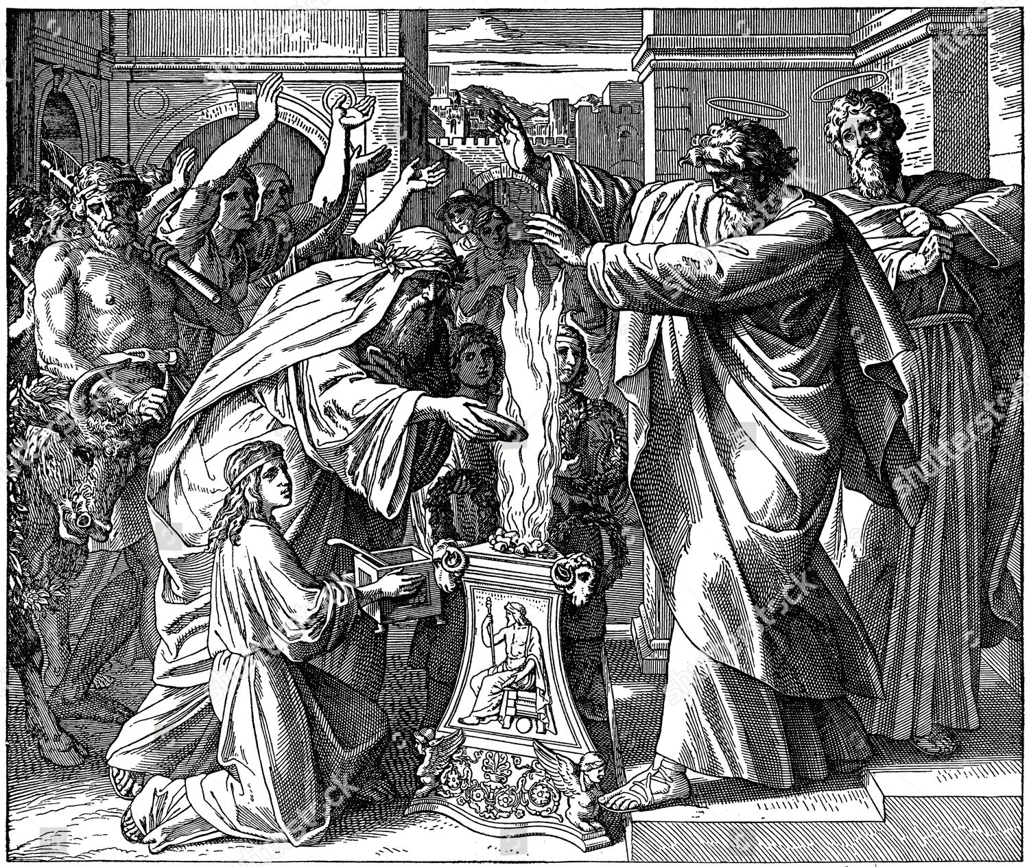 Woodcut Paul Barnabas Lystra Acts Apostles Editorial Stock Photo ...