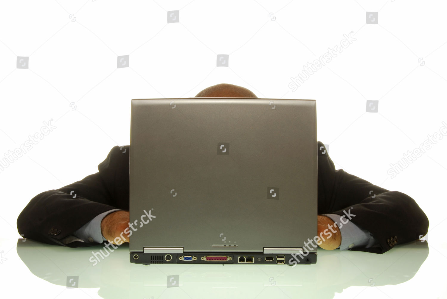 Businessman Hiding Behind Laptop Anonymity Editorial Stock Photo ...