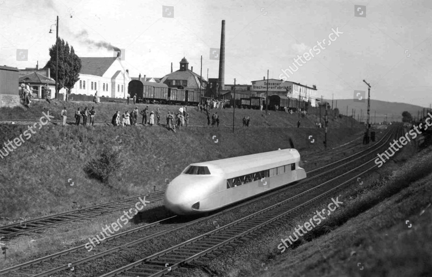 Historic Photograph Express Train Thirties Airship Editorial Stock ...