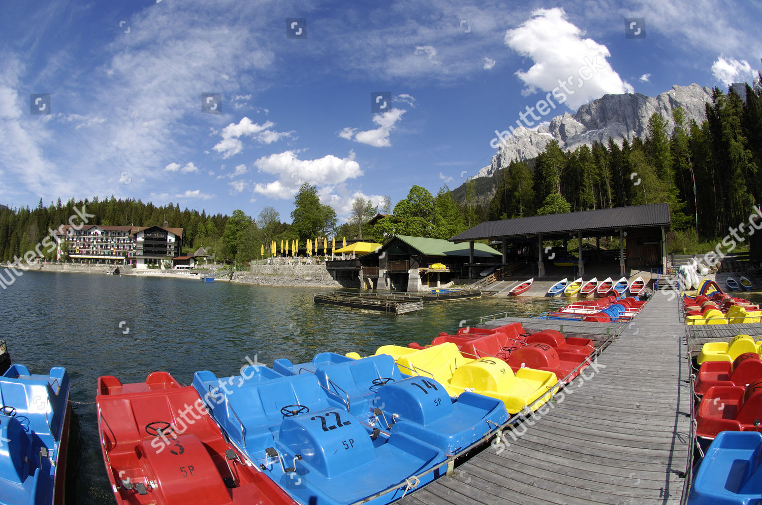 Boats Rent On Lake Eibsee Mount Editorial Stock Photo - Stock Image ...