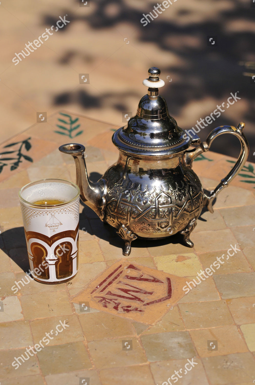 Silver Teapot Tea Glass Peppermint Tea Editorial Stock Photo - Stock ...