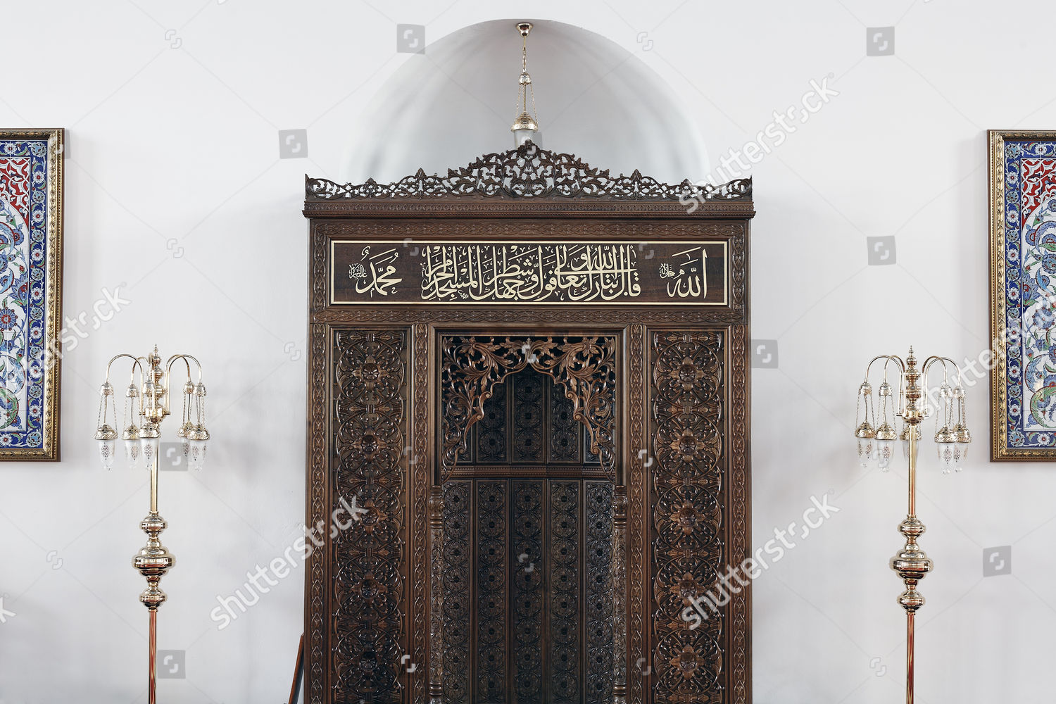 Praying Niche Mihrab Wood Carvings Ditibmerkezmosque Editorial Stock ...