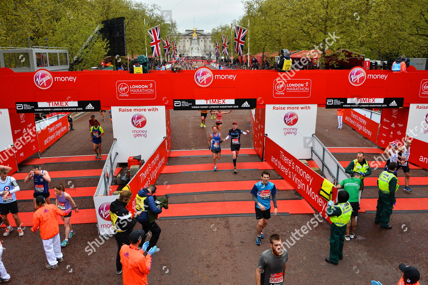 London Marathon Competitors Crossing Finish Line Editorial Stock Photo ...