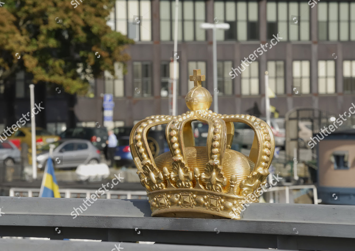 Golden Swedish Crown On Handrail Bridge Editorial Stock Photo - Stock ...
