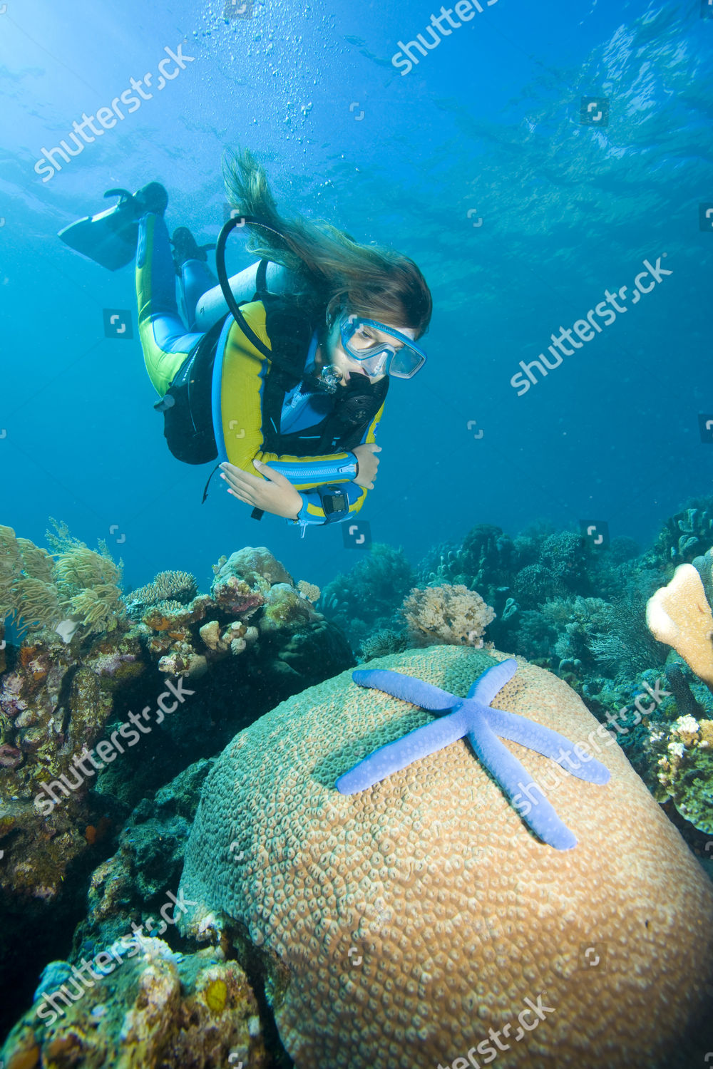 Model Released Scuba Diver Looking Blue Editorial Stock Photo - Stock ...