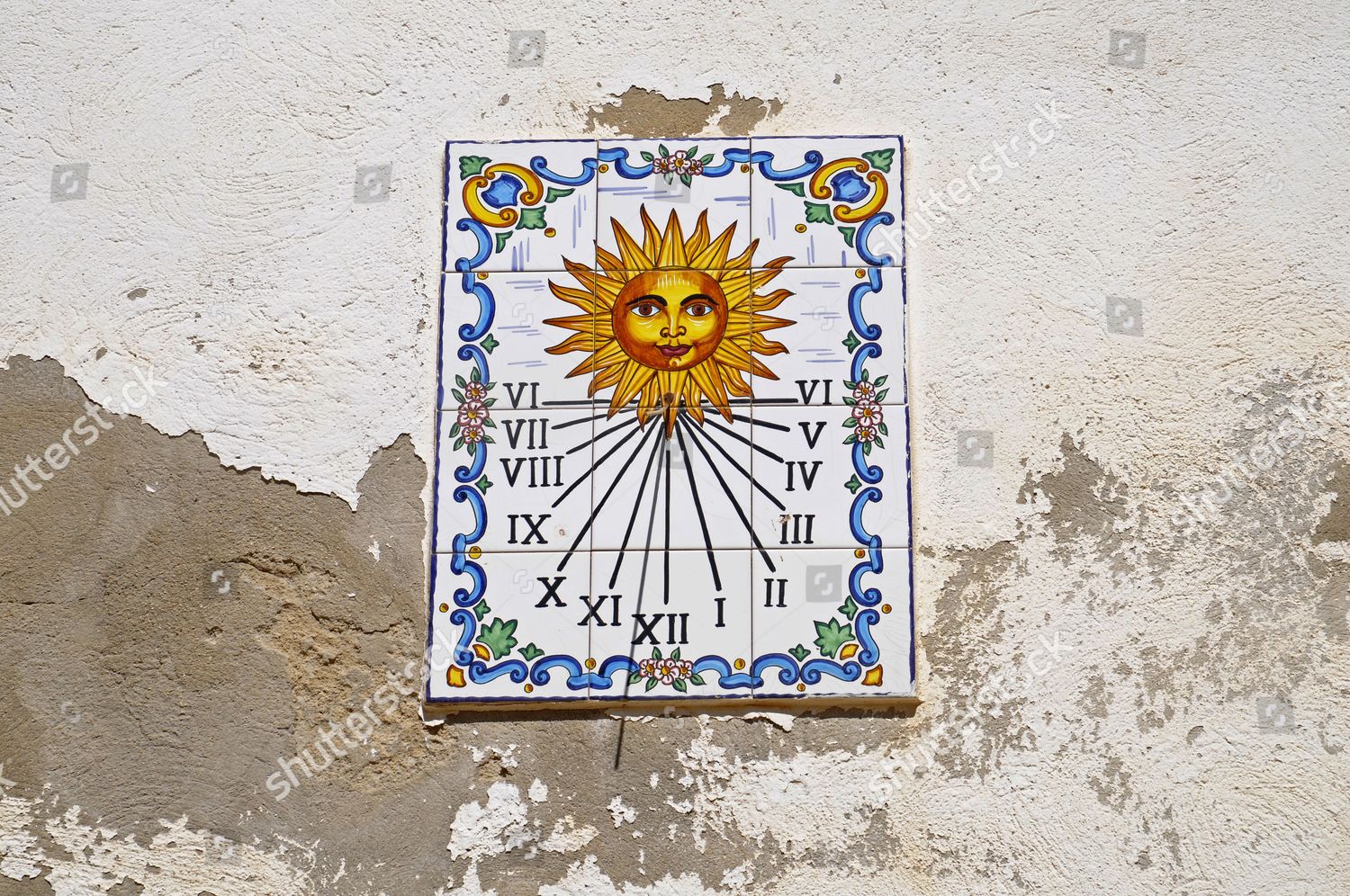 Sundial Spanish Tiles Azulejos House Wall Editorial Stock Photo - Stock ...