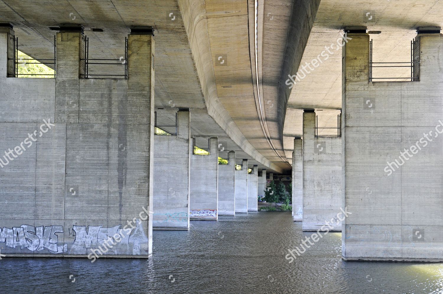 Bridge Piers Concrete Water Highway Bridge Editorial Stock Photo ...