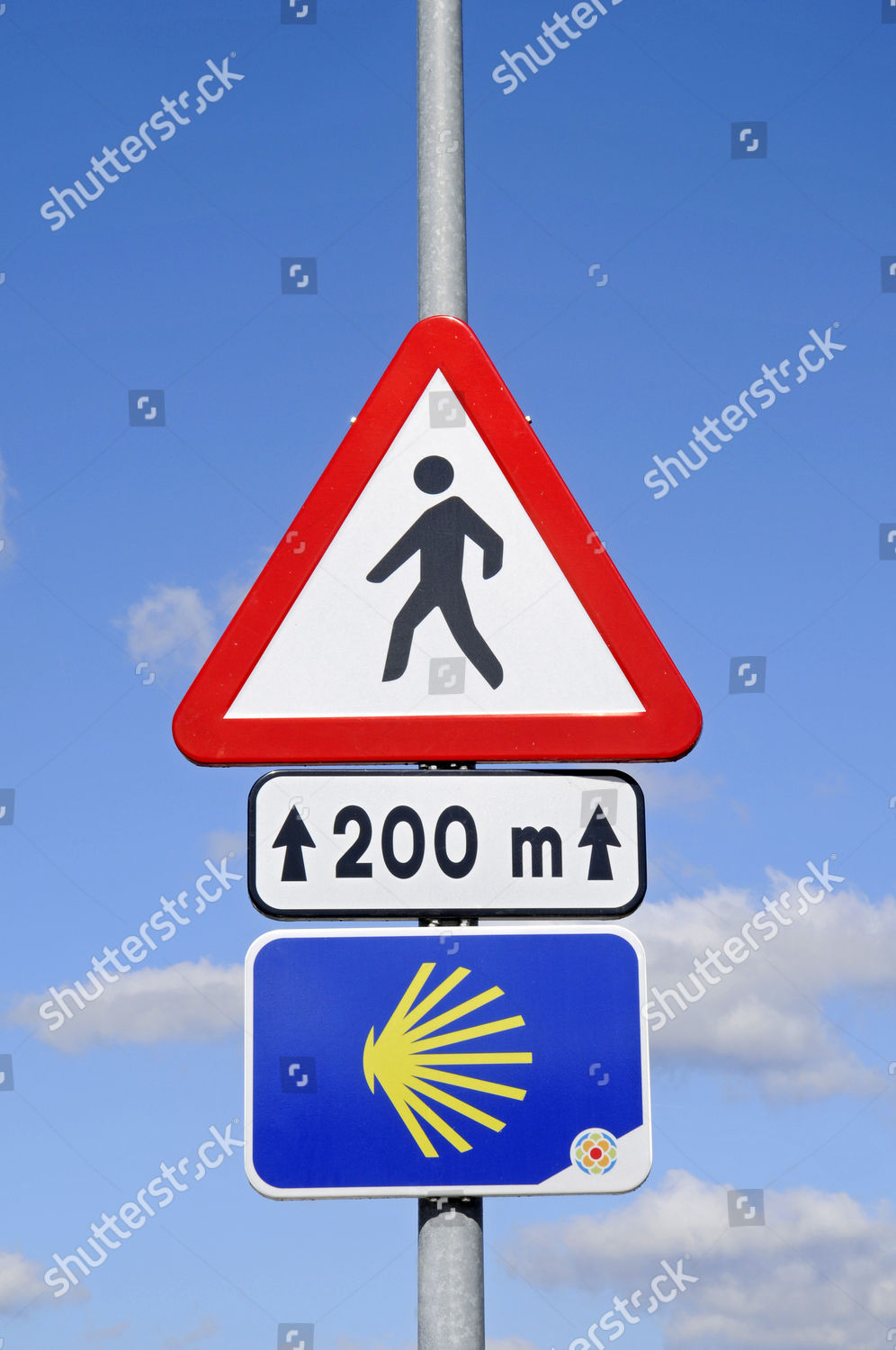 Scallop Shell Pedestrian Sign Camino De Editorial Stock Photo - Stock ...