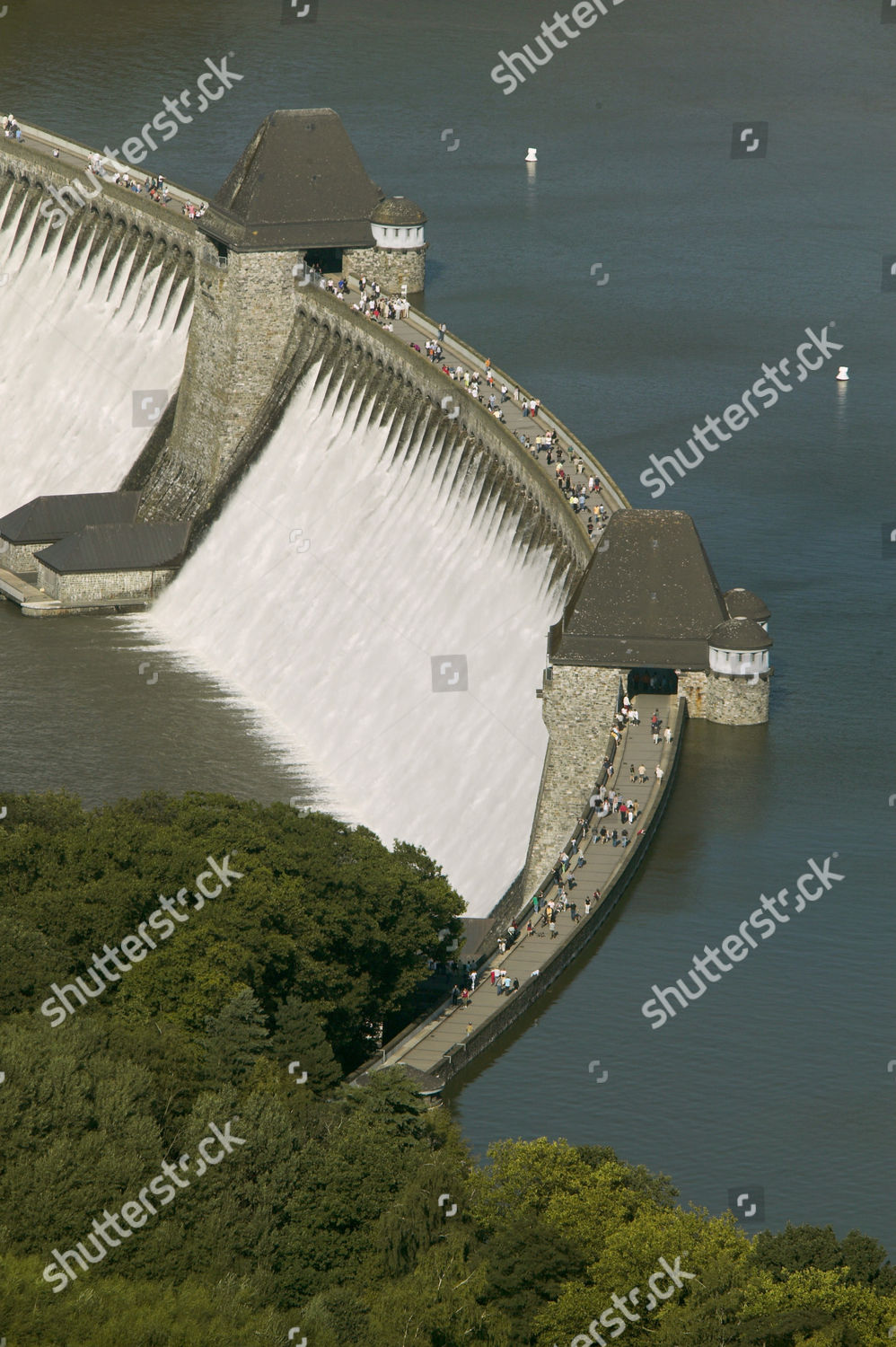 Aerial Photograph Concrete Dam Moehne Reservoir Editorial Stock Photo ...