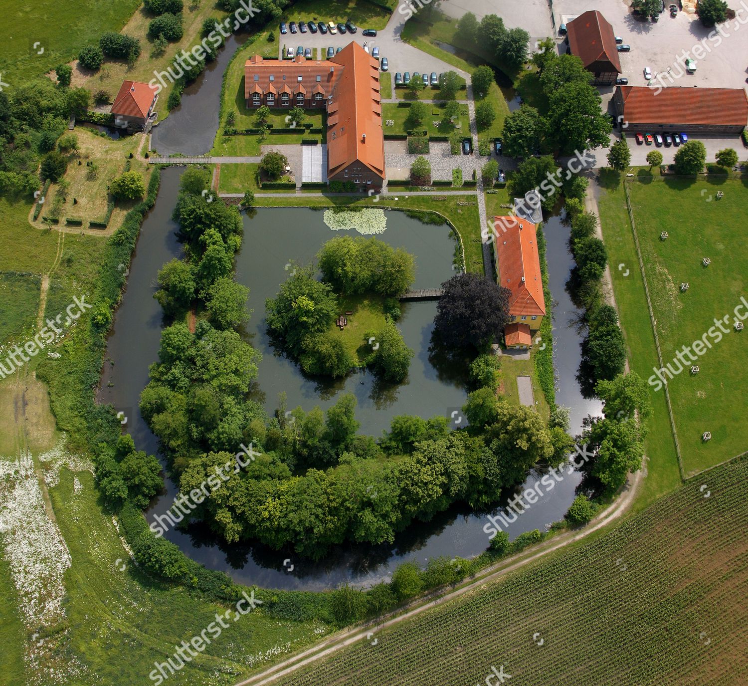 Aerial Photo Moated Castle Farm Muensterland Editorial Stock Photo ...
