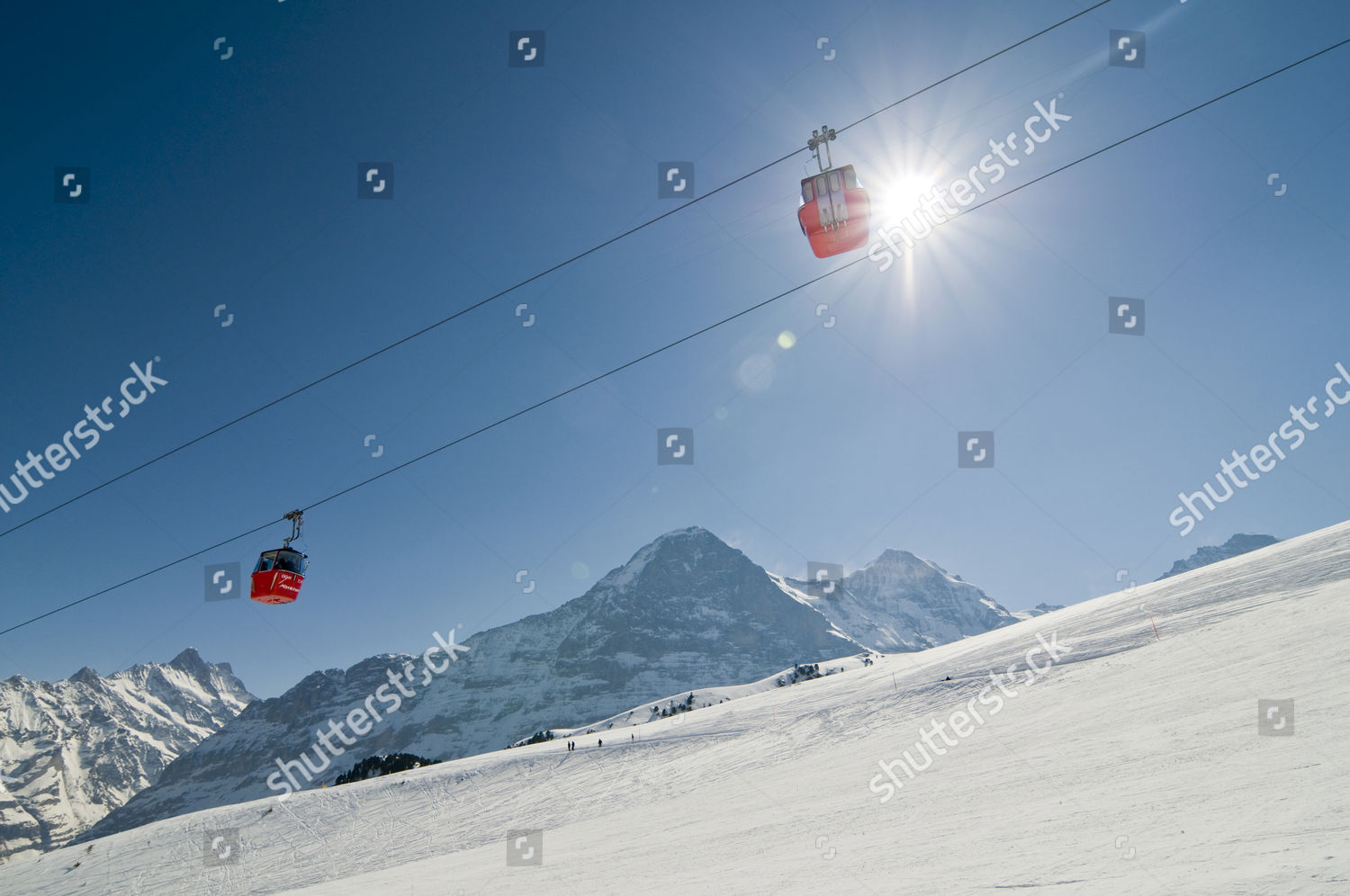 Moench Eiger Mountains Gondola Lift Backlighting Editorial Stock Photo ...