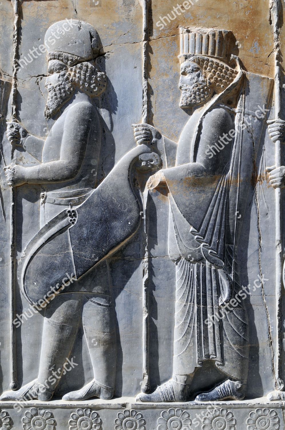 Basrelief Persian Median Soldiers Achaemenid Archeological Editorial ...