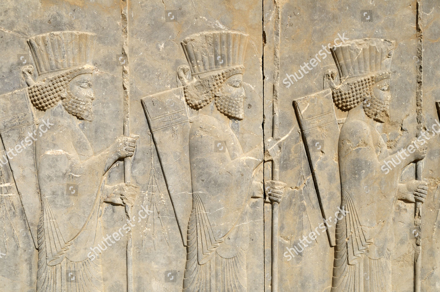 Basrelief Persian Soldiers Achaemenid Archeological Site Editorial ...