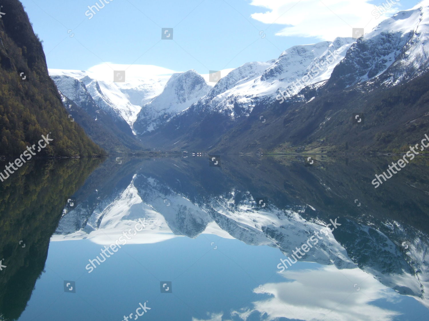 Snow Capped Mountains Reflect Water Olden Editorial Stock Photo - Stock ...