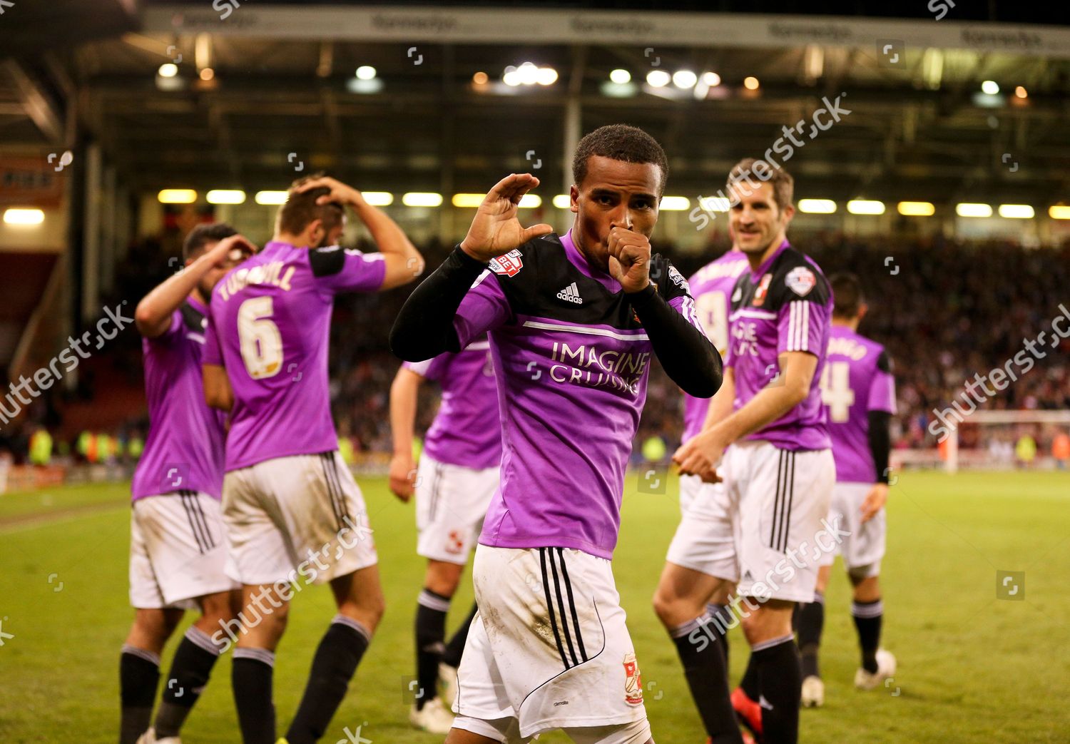 Nathan Byrne Swindon Town Celebrates After Editorial Stock Photo ...