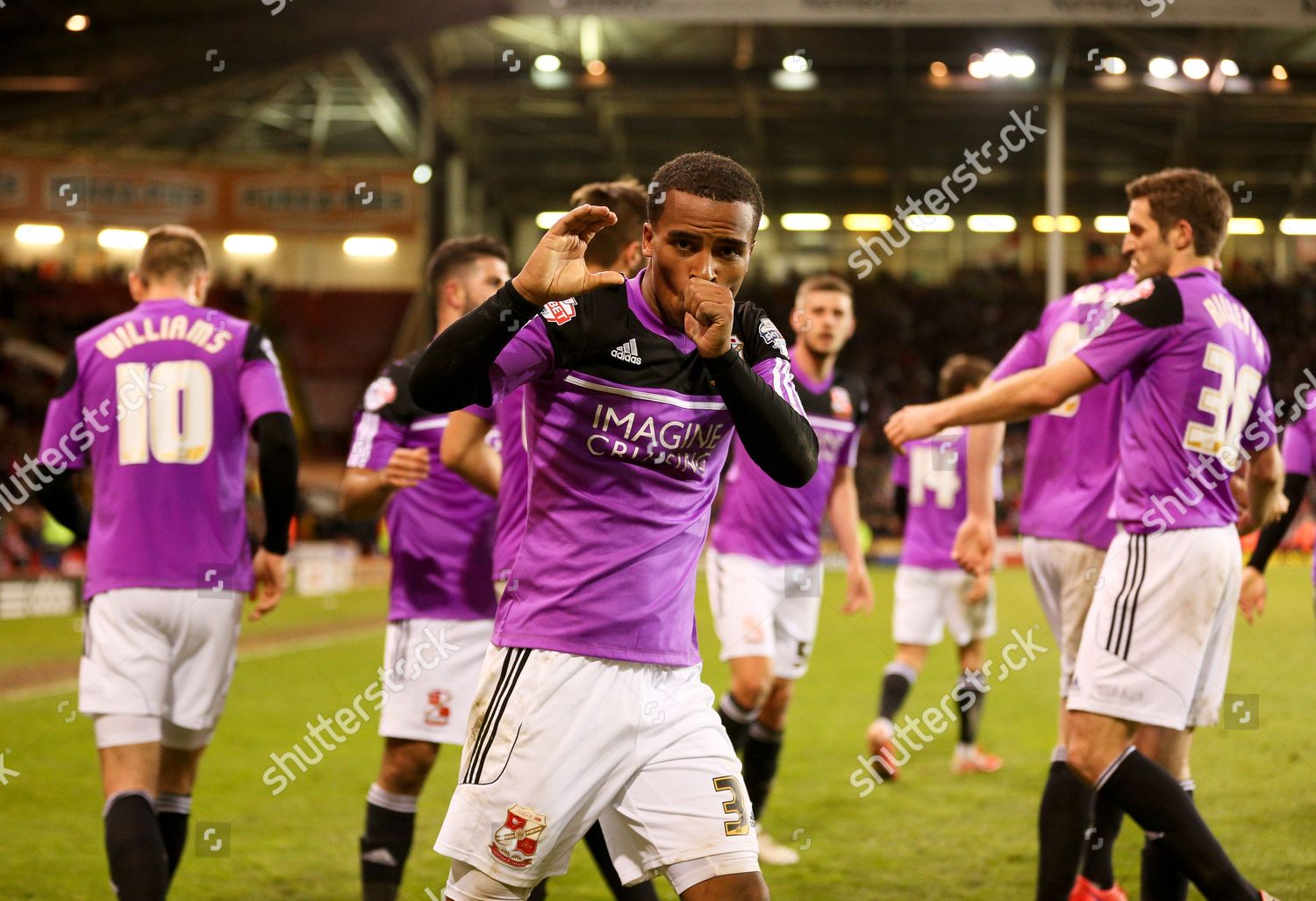 Nathan Byrne Swindon Town Celebrates After Editorial Stock Photo ...